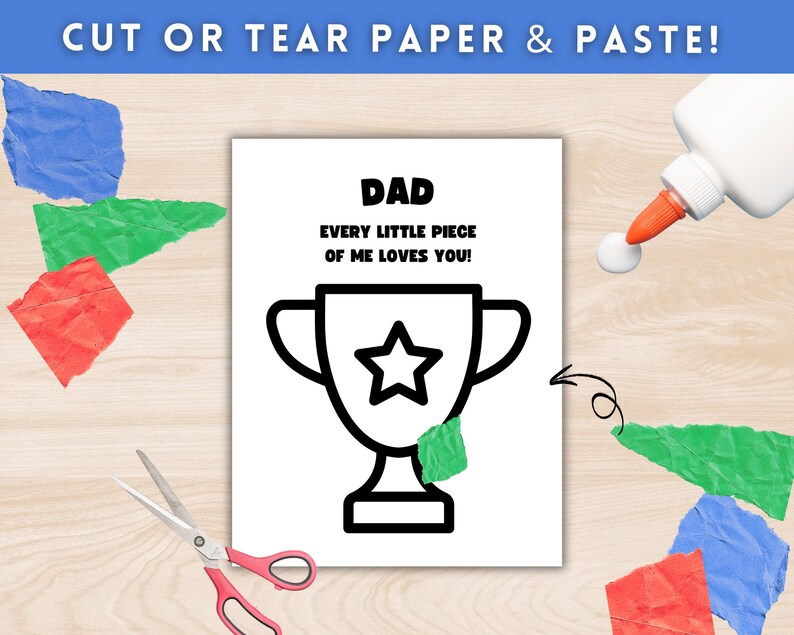 Fathers Day Craft for Preschoolers, Torn Paper Dad Printable, Preschool ...