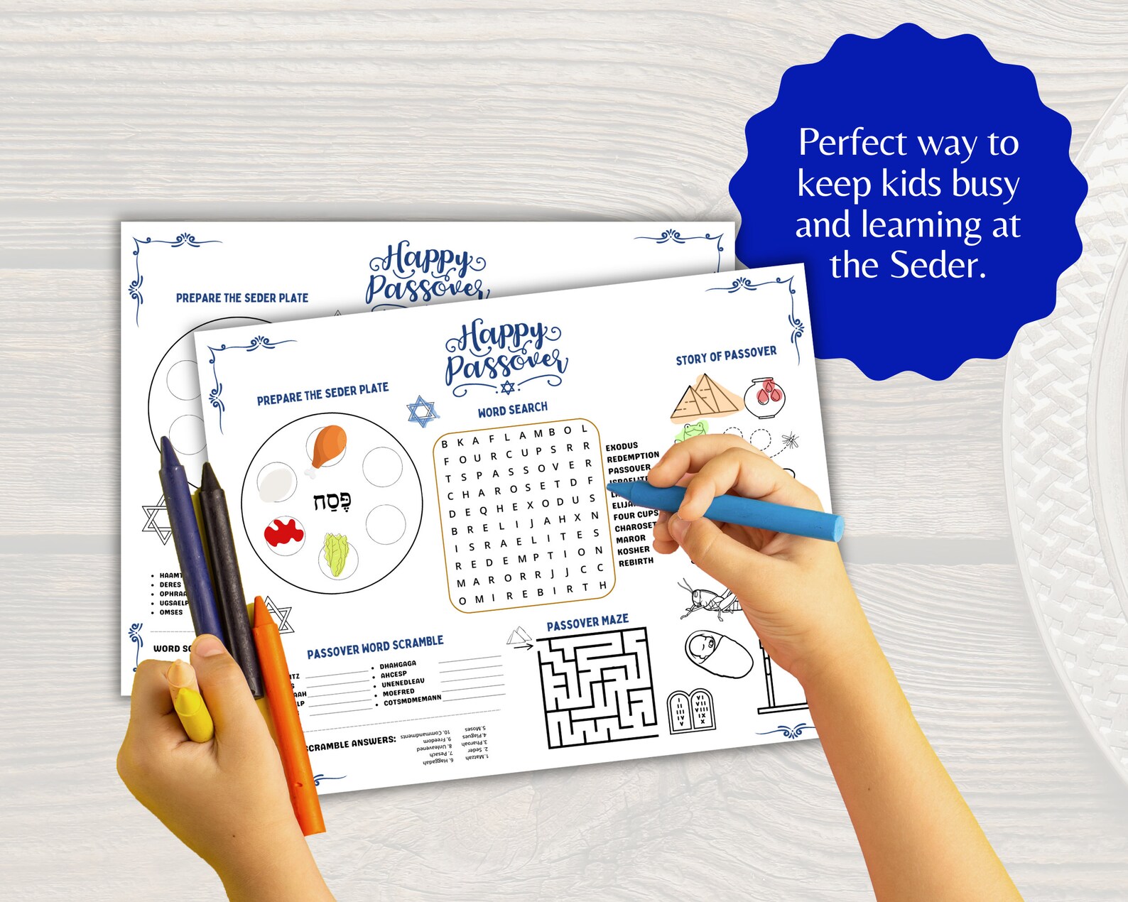 Passover Coloring Page, Seder Coloring Placemat, Coloring Pages for ...