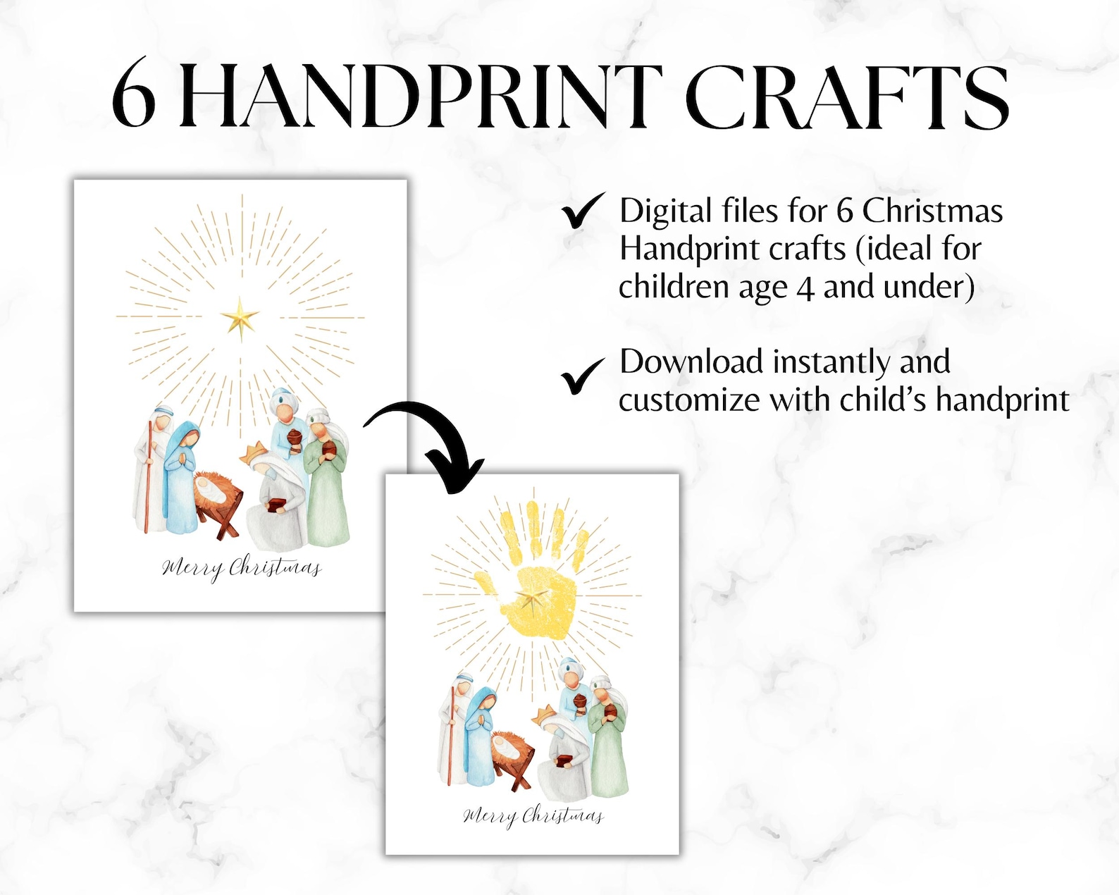 Printable Nativity Handprint Christmas Craft, Christmas Handprint Craft ...