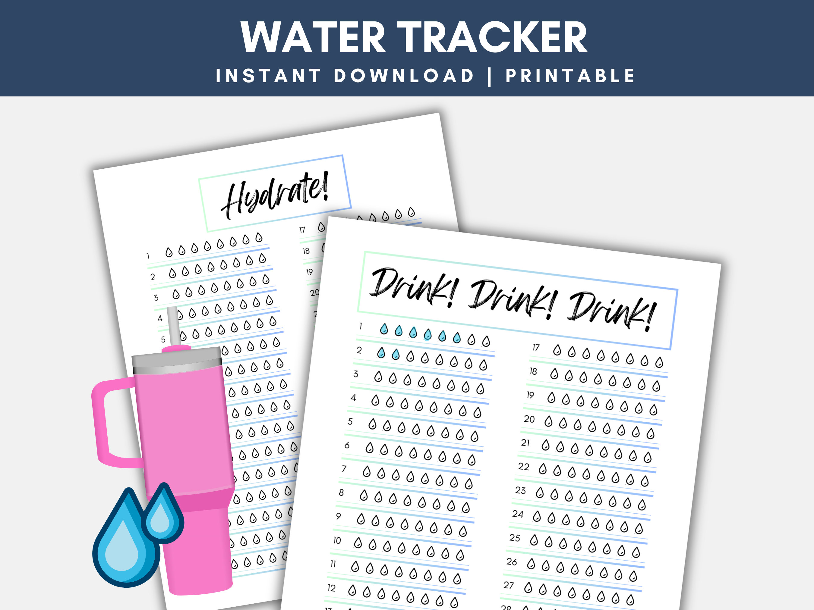 Drinking Water Habit Tracker Printable, Drinking Water Tracker, Water ...