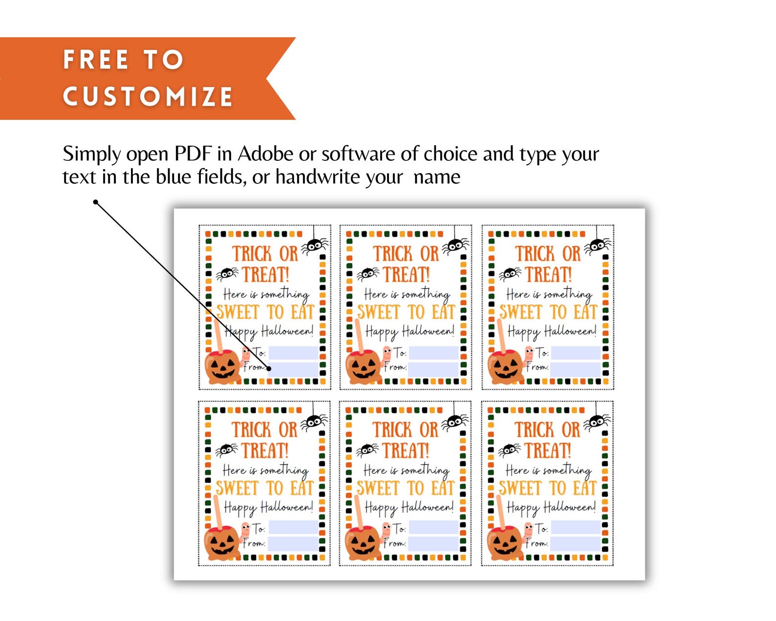Halloween Caramel Apple Tag, Halloween Gift Tags, Teacher Appreciation ...