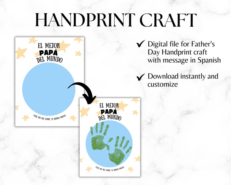 Father's Day Spanish Handprint, Dia Del Padre Regalo Para Papa, Father ...
