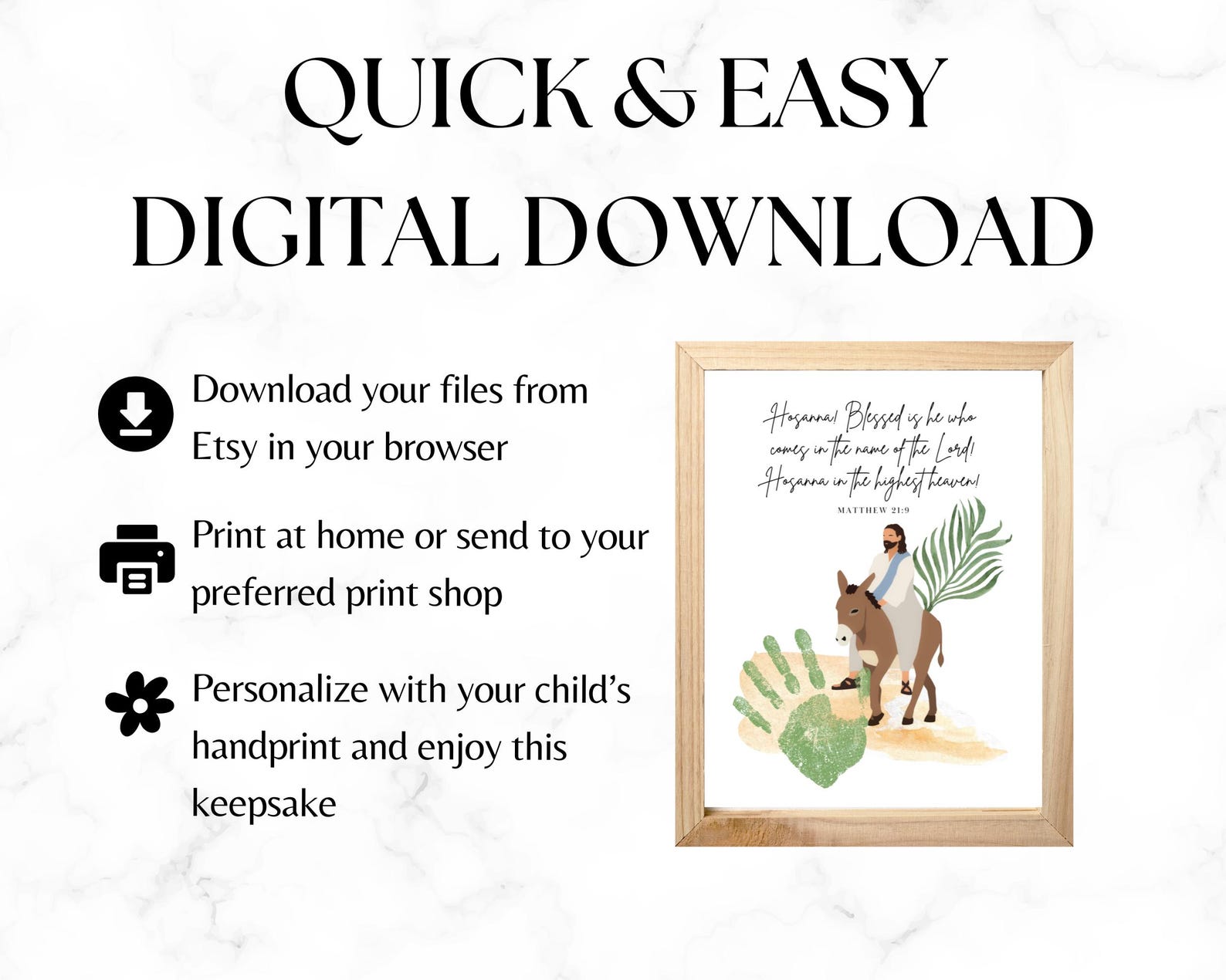 Palm Sunday Handprint, Holy Week Printable Handprint Craft, Sunday ...