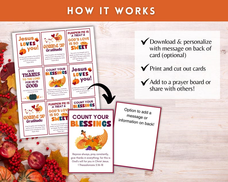 Christian Thanksgiving Gospel Tracts, Bible Verse Cards, Prayer Board ...