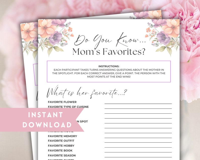 Baby Shower Game, How Well Do You Know Mom Baby Shower Activity, Who ...