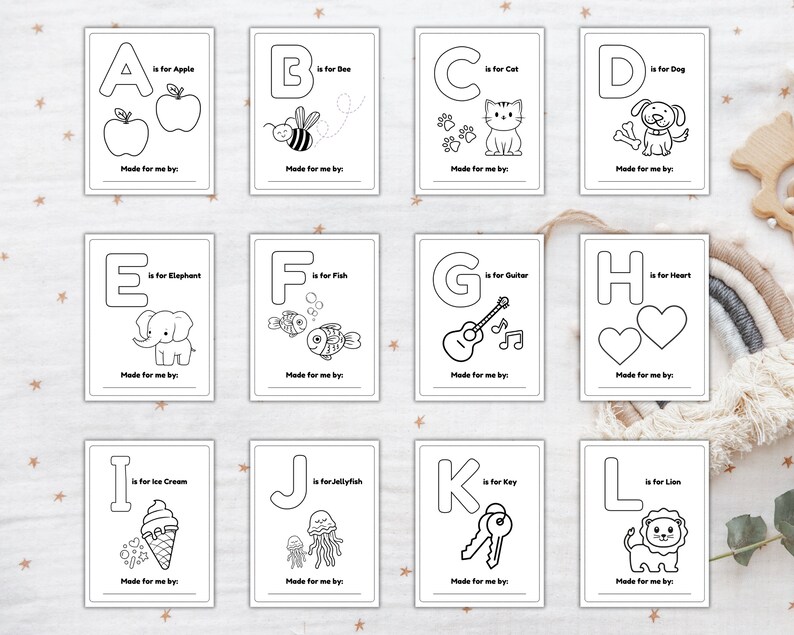 Baby Shower Coloring Book, Baby First ABC Book, Baby Shower Alphabet ...