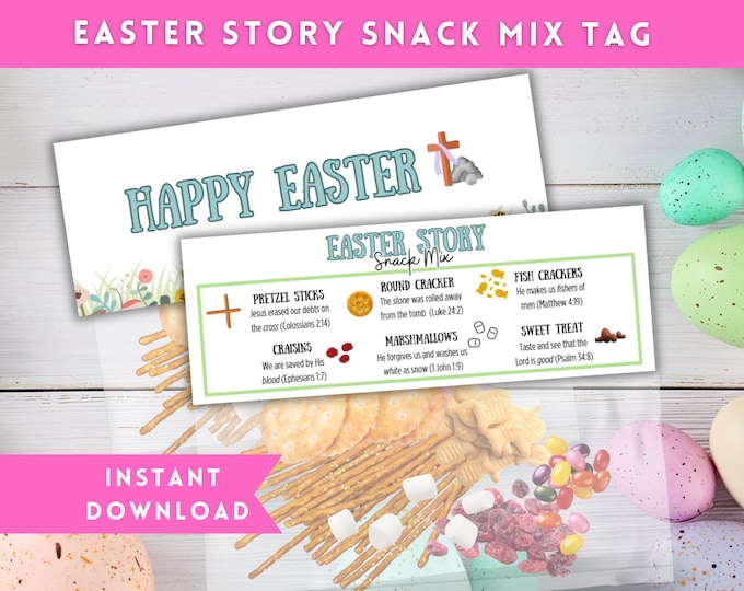 The Easter Story Snack Mix Printable, Treat Bag Topper, Easter Party ...