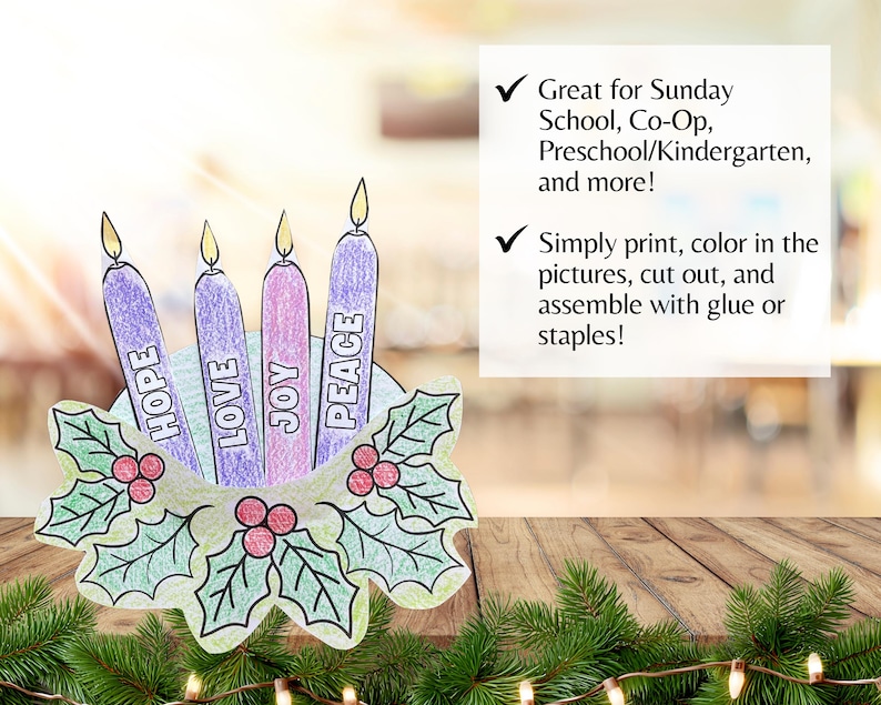 Advent Sunday School Craft, Advent Wreath Christmas Coloring Page ...