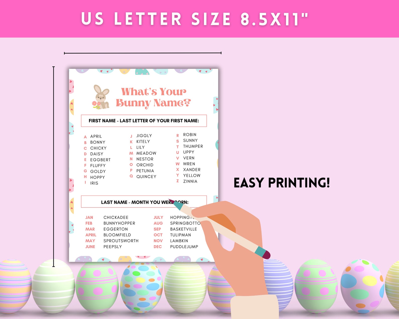 What's Your Easter Bunny Name, Easter Games Printable, Easter Games for ...
