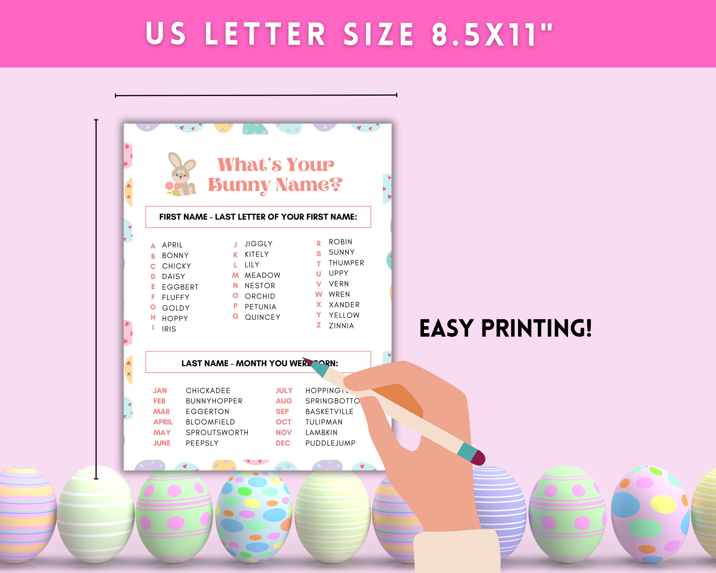 What's Your Easter Bunny Name, Easter Games Printable, Easter Games for ...