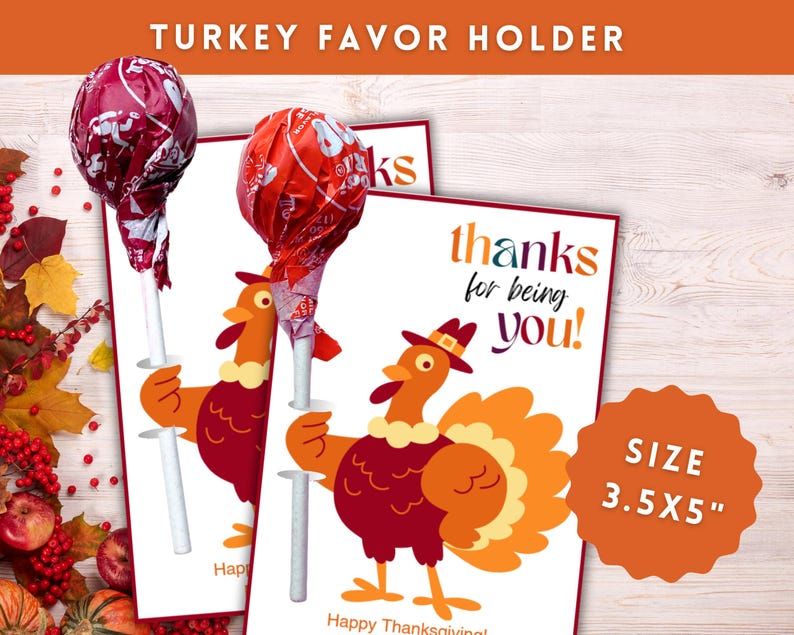 Editable Turkey Lollipop Holder, Thanksgiving Lollipop Holder ...
