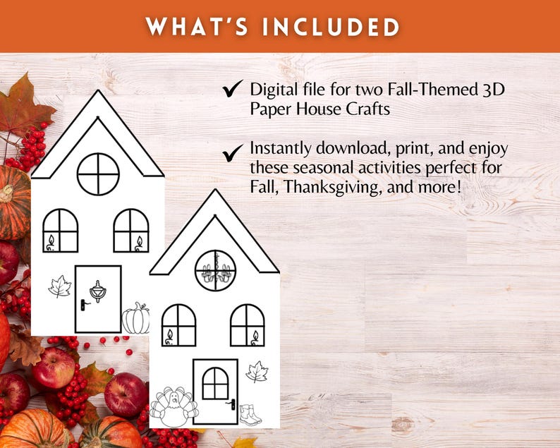 Paper House Fall Craft, Printable Paper House Template, Thanksgiving ...