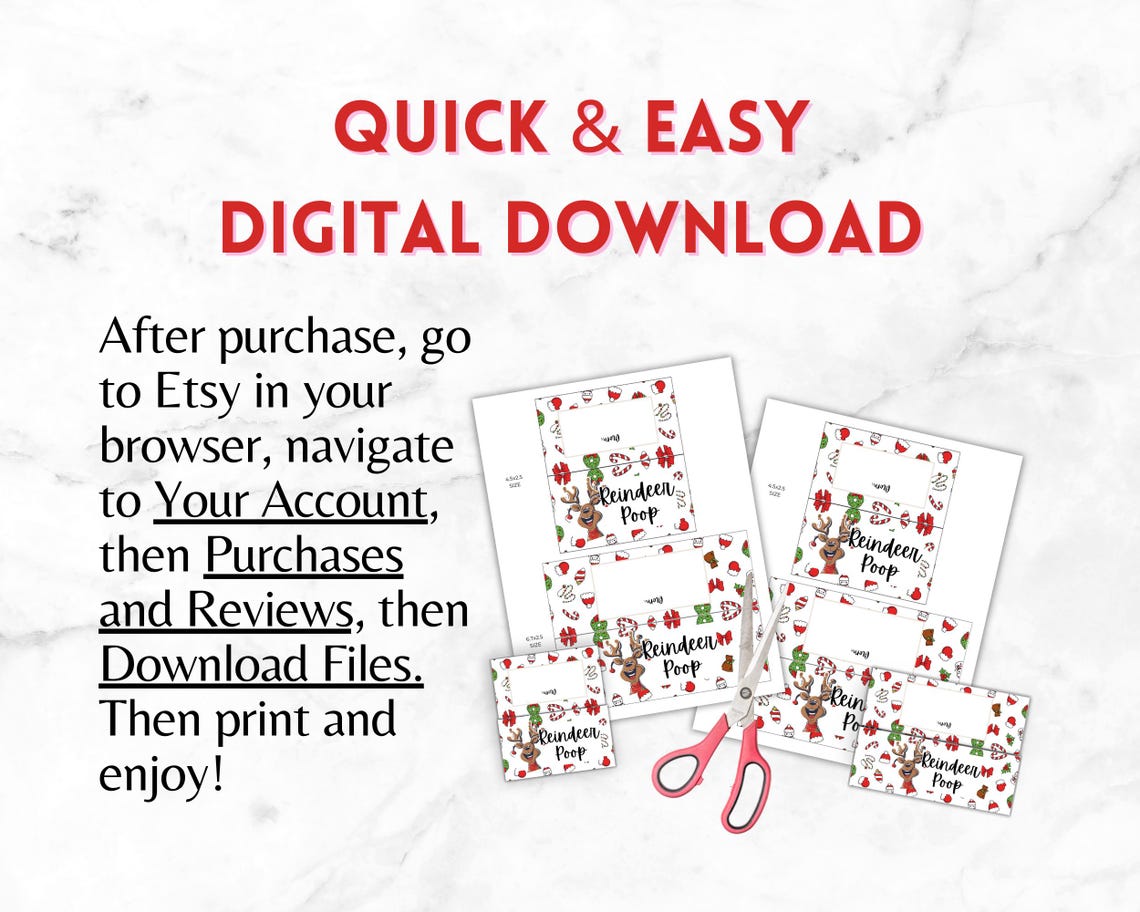 Reindeer Poop Christmas Treat Bag Topper, Christmas Class Gifts, Funny ...