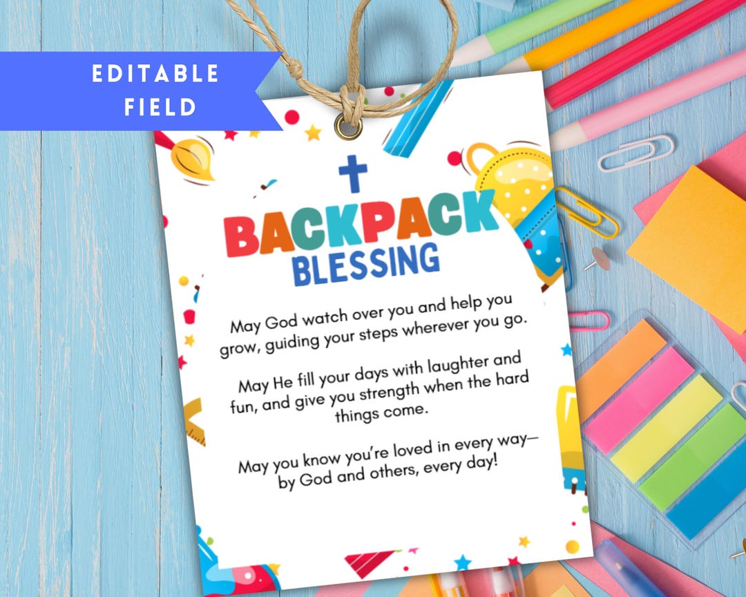 Editable Backpack Blessing Tags, Backpack Prayer Tags, Christian Back ...