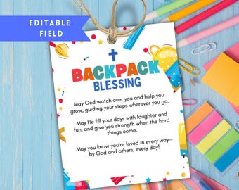 Backpack Blessing Card, Back to School Blessing, Backpack Prayer, First ...