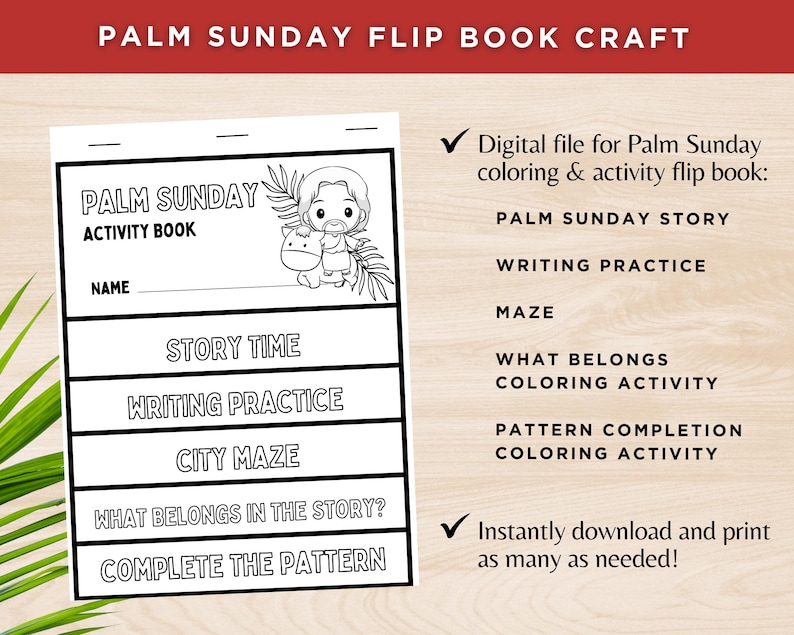 Palm Sunday Activity Flip Book for Kids, Palm Sunday Coloring Pages ...