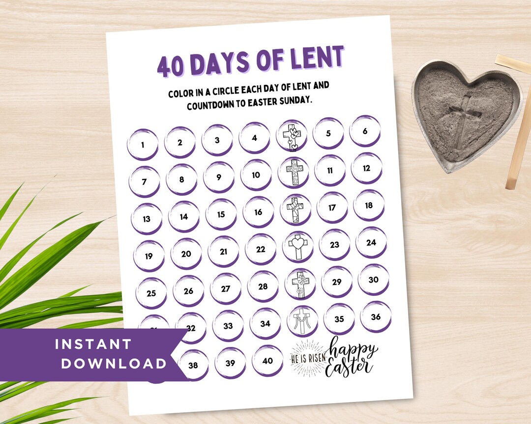 40-day Countdown Kids Lent Calendar, Lenten Calendar, Lent Coloring ...