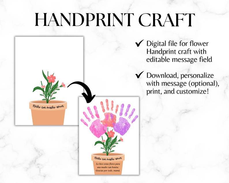 Editable Spanish Handprint Art, Regalo Para Mama or Abuela, Handprint ...