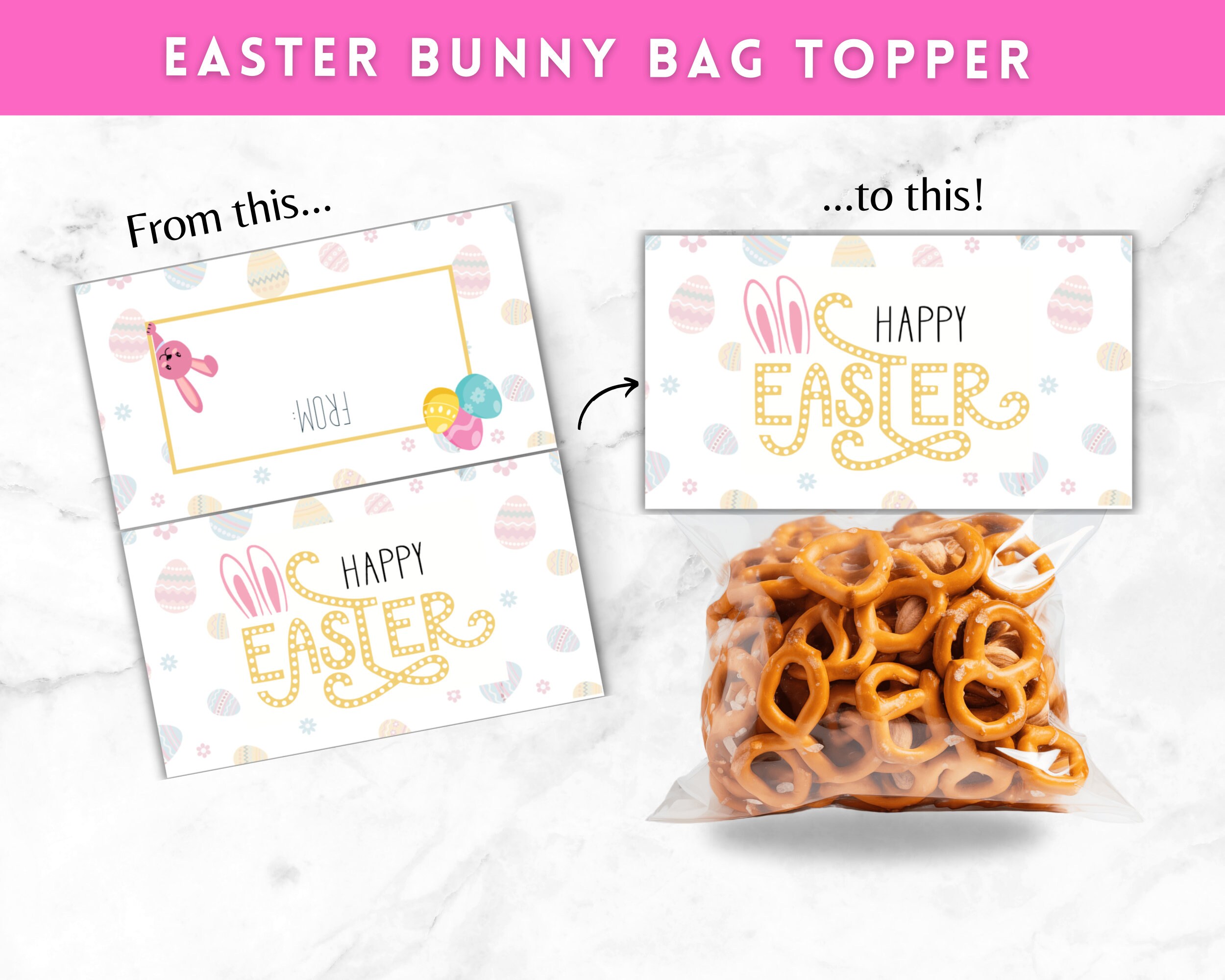 Easter Bunny Snack Mix Tag, Printable Easter Treat Bag Topper, Easter ...
