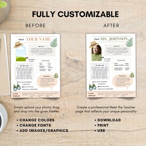 Editable Meet the Teacher Template With Greenery, All About Me, Safari ...