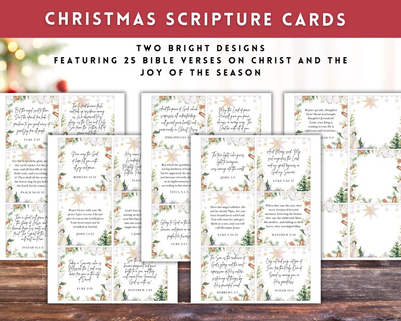 Christian Christmas Bible Verse Cards, Advent Scripture Cards for ...
