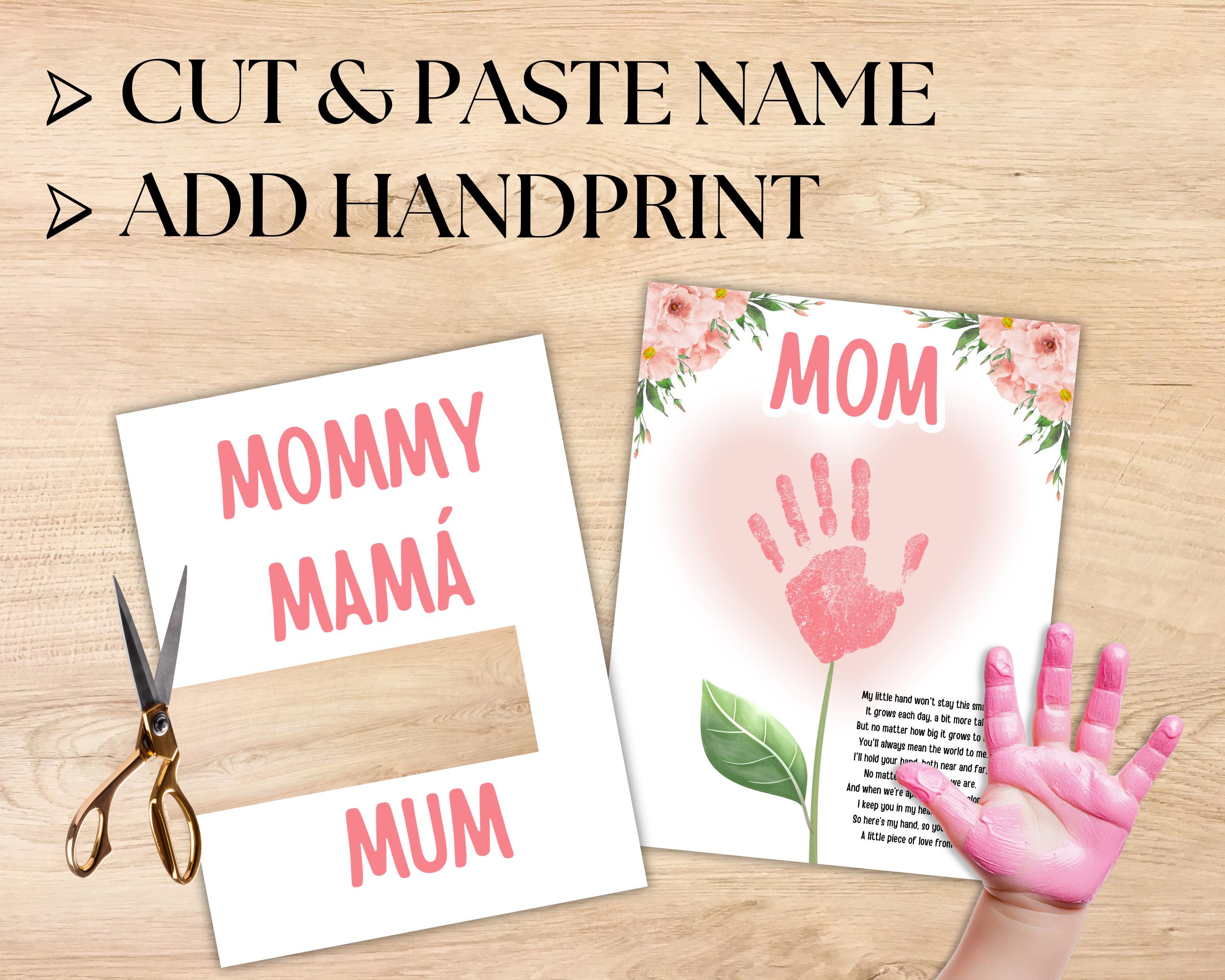 Mother's Day Handprint Craft, Gift for Mom or Grandma, Mother's Day ...