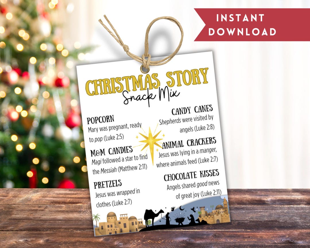 Nativity Story Snack Mix Topper, Christmas Story Snack Mix, Christmas ...