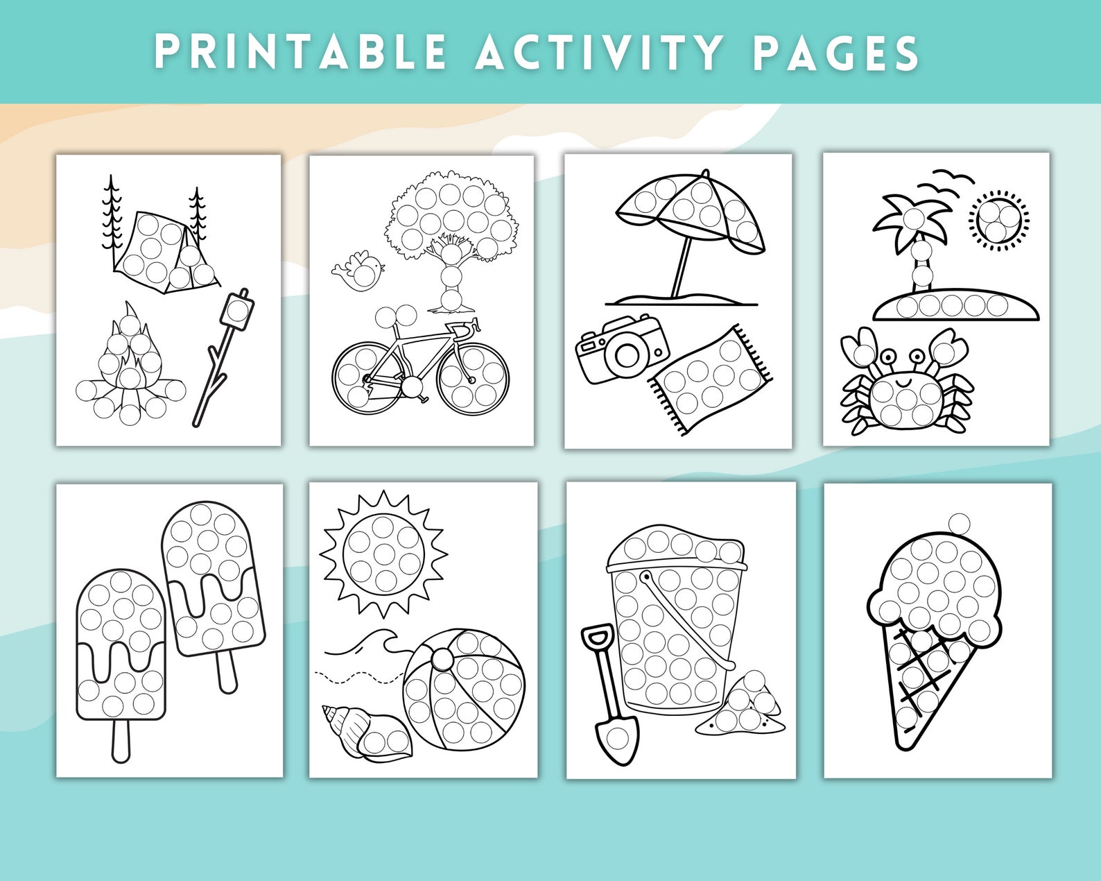 Summer Dot Marker Activities, Dot Marker Coloring Sheets, Dot Marker ...