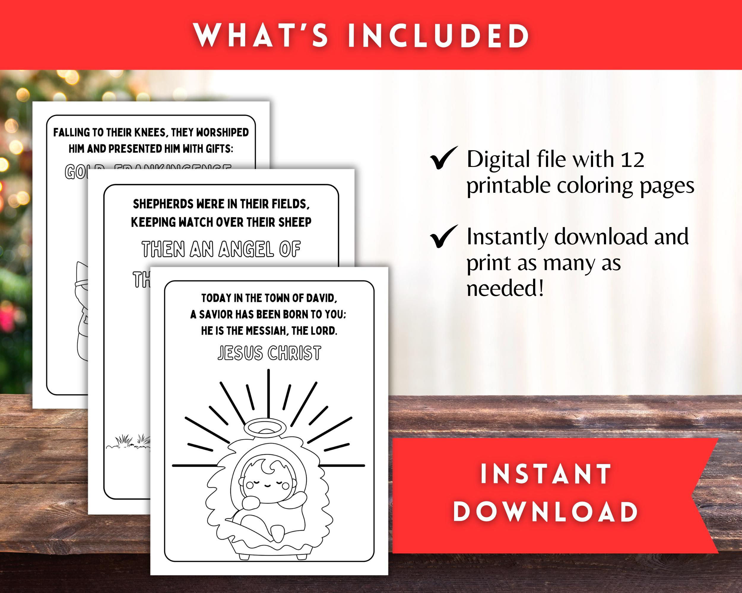 Nativity Coloring Pages, Christmas Story Sunday School and Kids Church ...