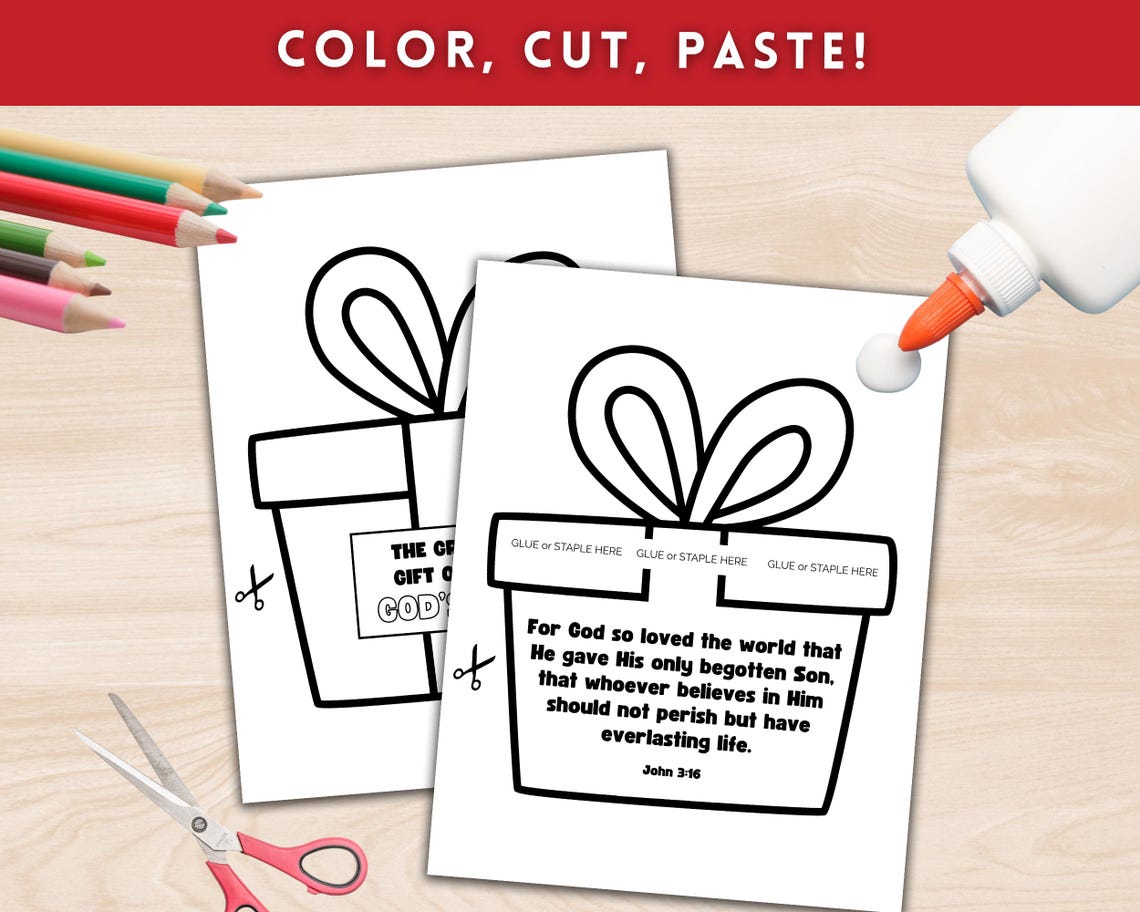 Christmas Sunday School Craft, Christian Bible Verse Coloring Page, God ...
