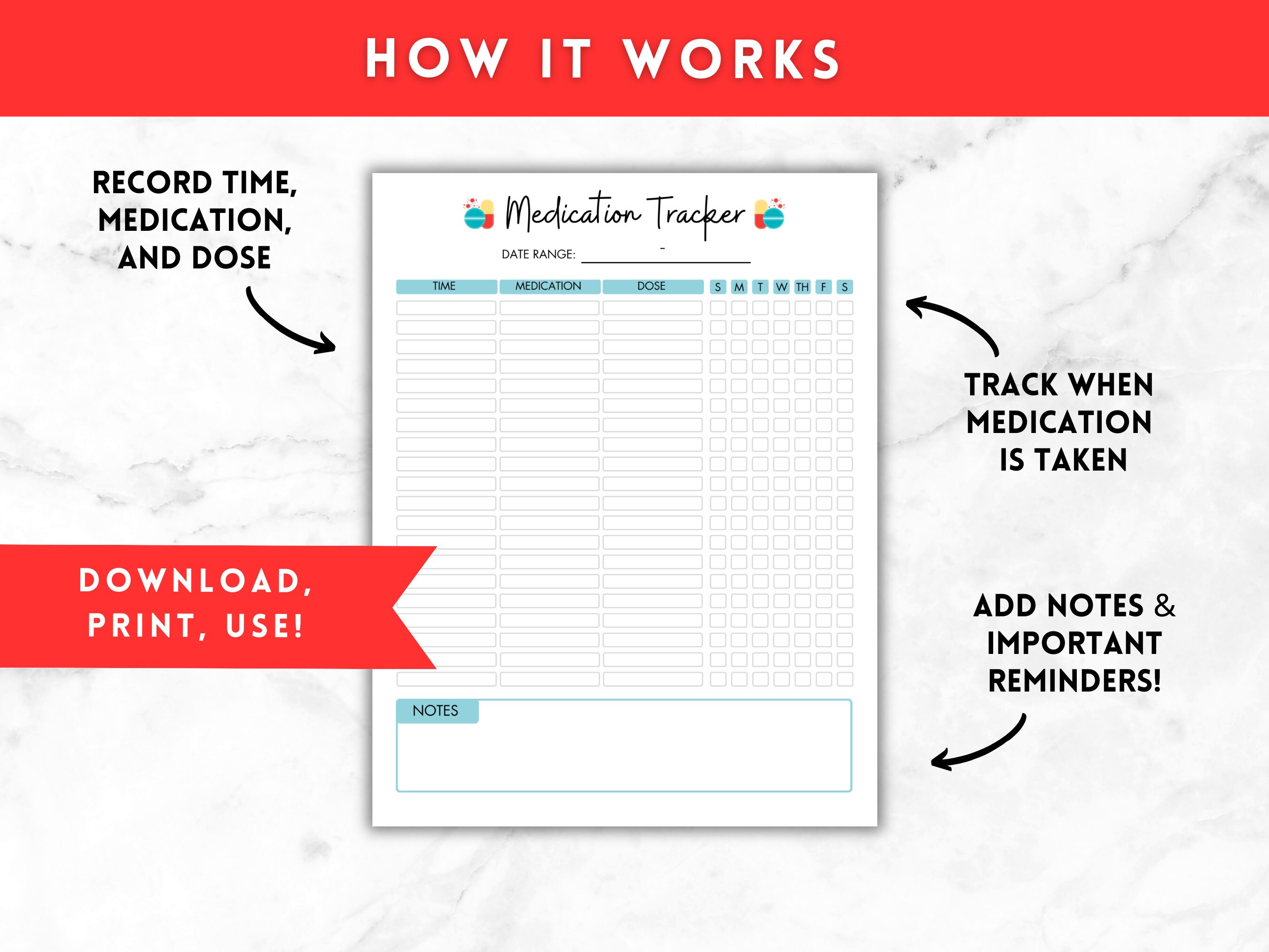 Medication Tracker Printable, Health Tracker, Daily Medication Log ...