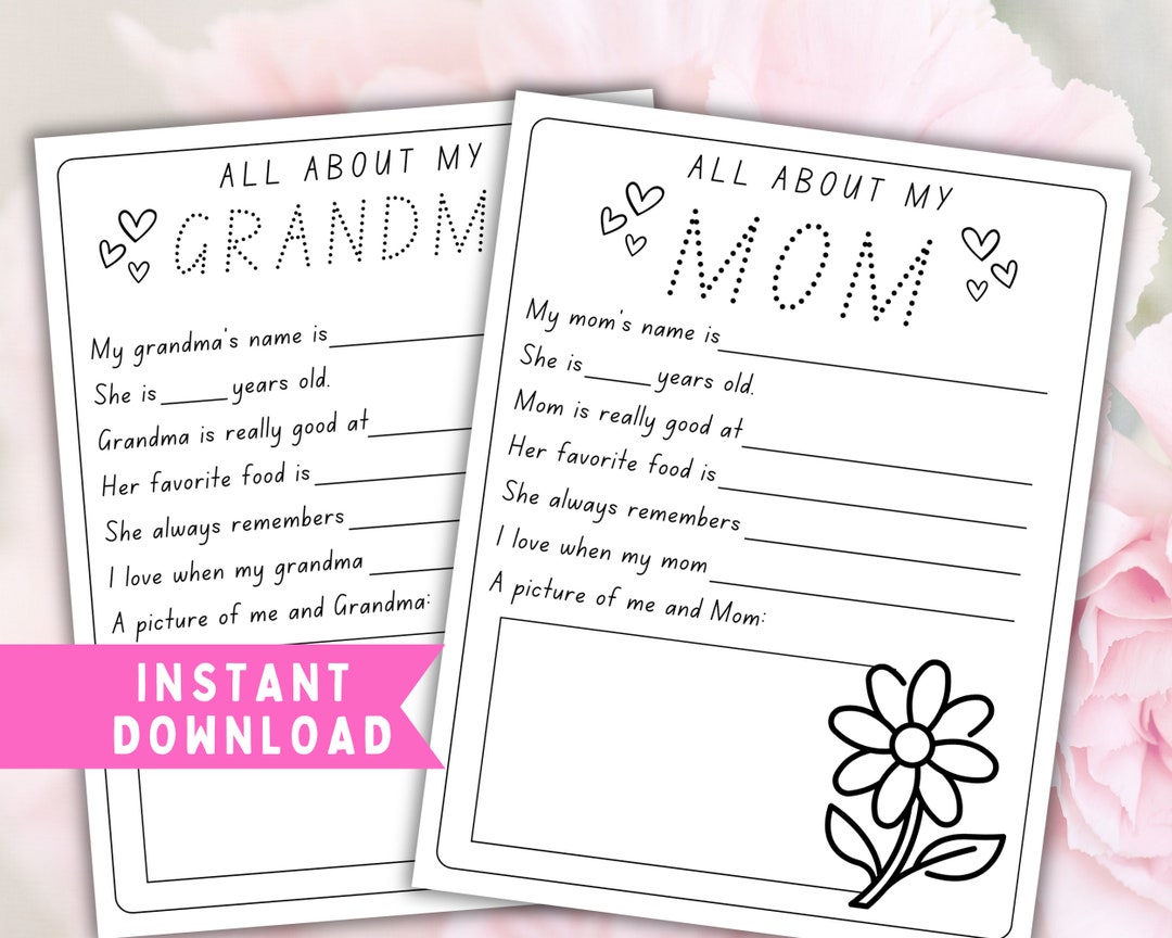 All About My Mom Printable Interview, All About Grandma, Mothers Day ...