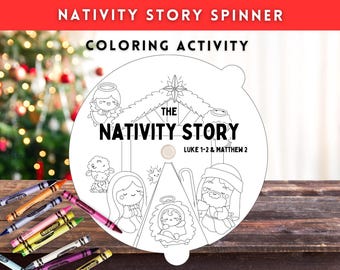 Birth of Jesus Coloring Wheel, Printable Nativity Christmas Activity ...