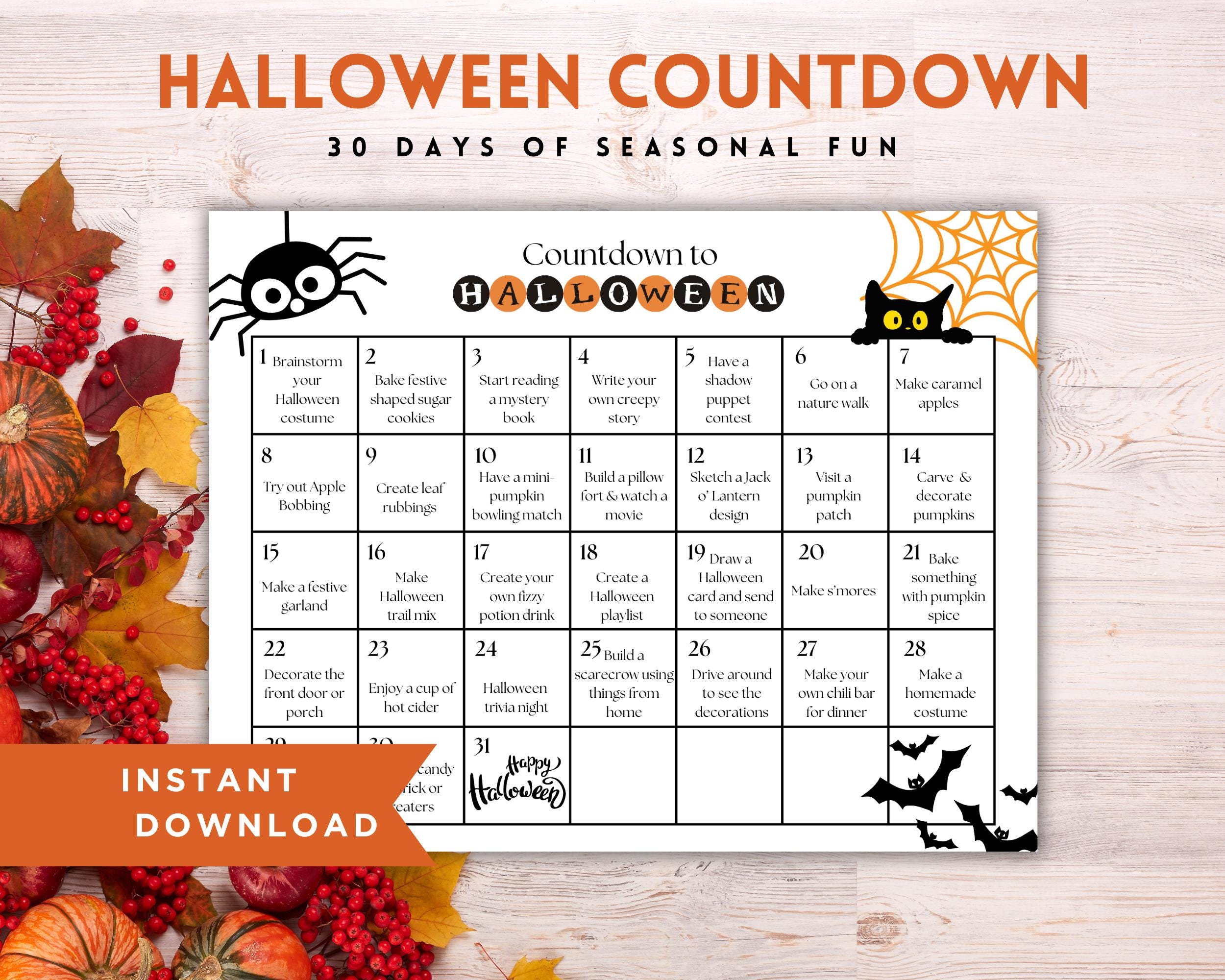 Halloween Countdown, Halloween Advent Calendar, Kids Advent Calendar ...