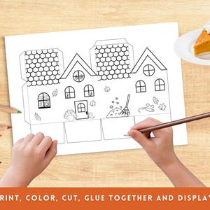Paper House Fall Craft, Printable Paper House Template, Thanksgiving ...