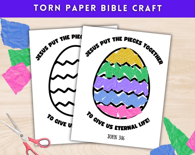 Easter Torn Paper Craft for Toddlers, Coloring Paper Craft, He is Risen ...