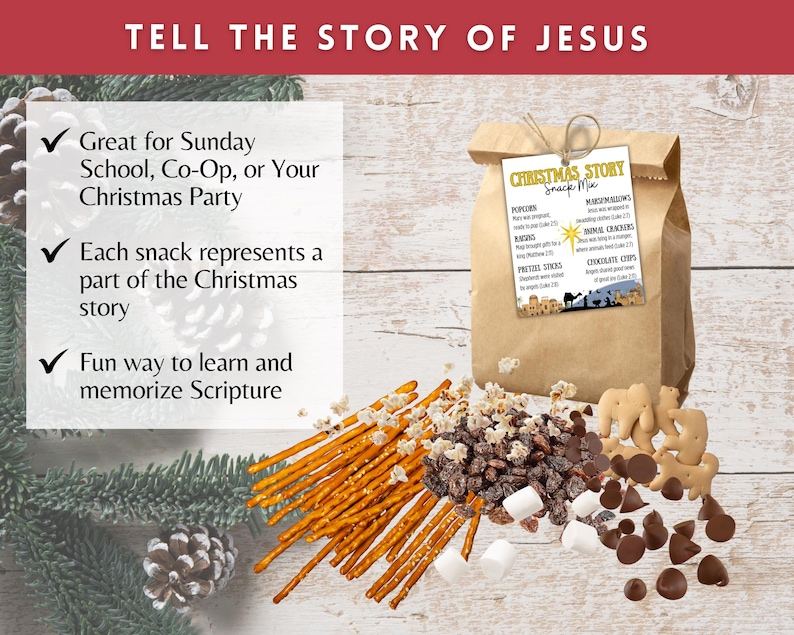 Dye-free Nativity Story Snack Mix Topper, Christmas Story Snack Mix ...