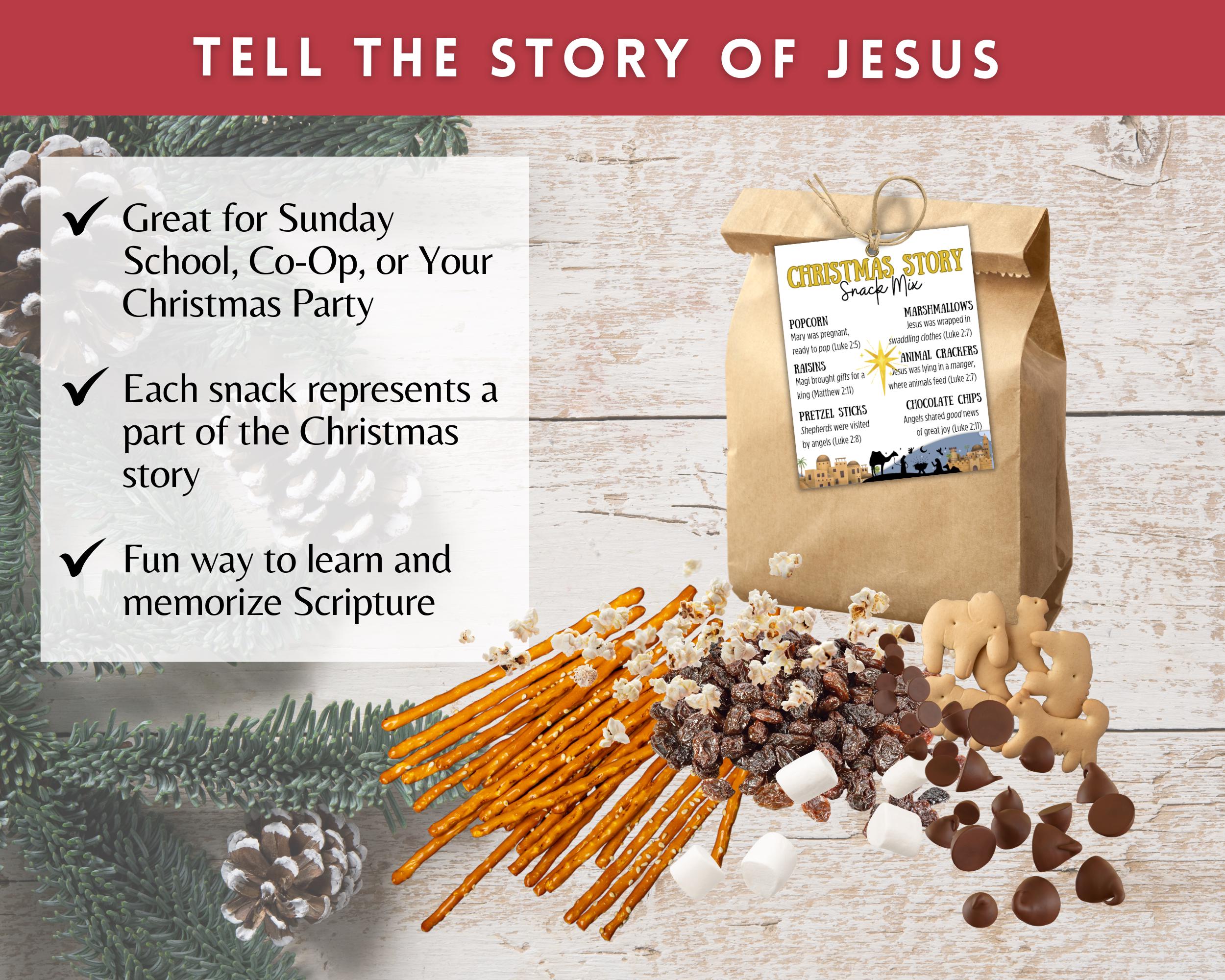 Dye-free Nativity Story Snack Mix Topper, Christmas Story Snack Mix ...