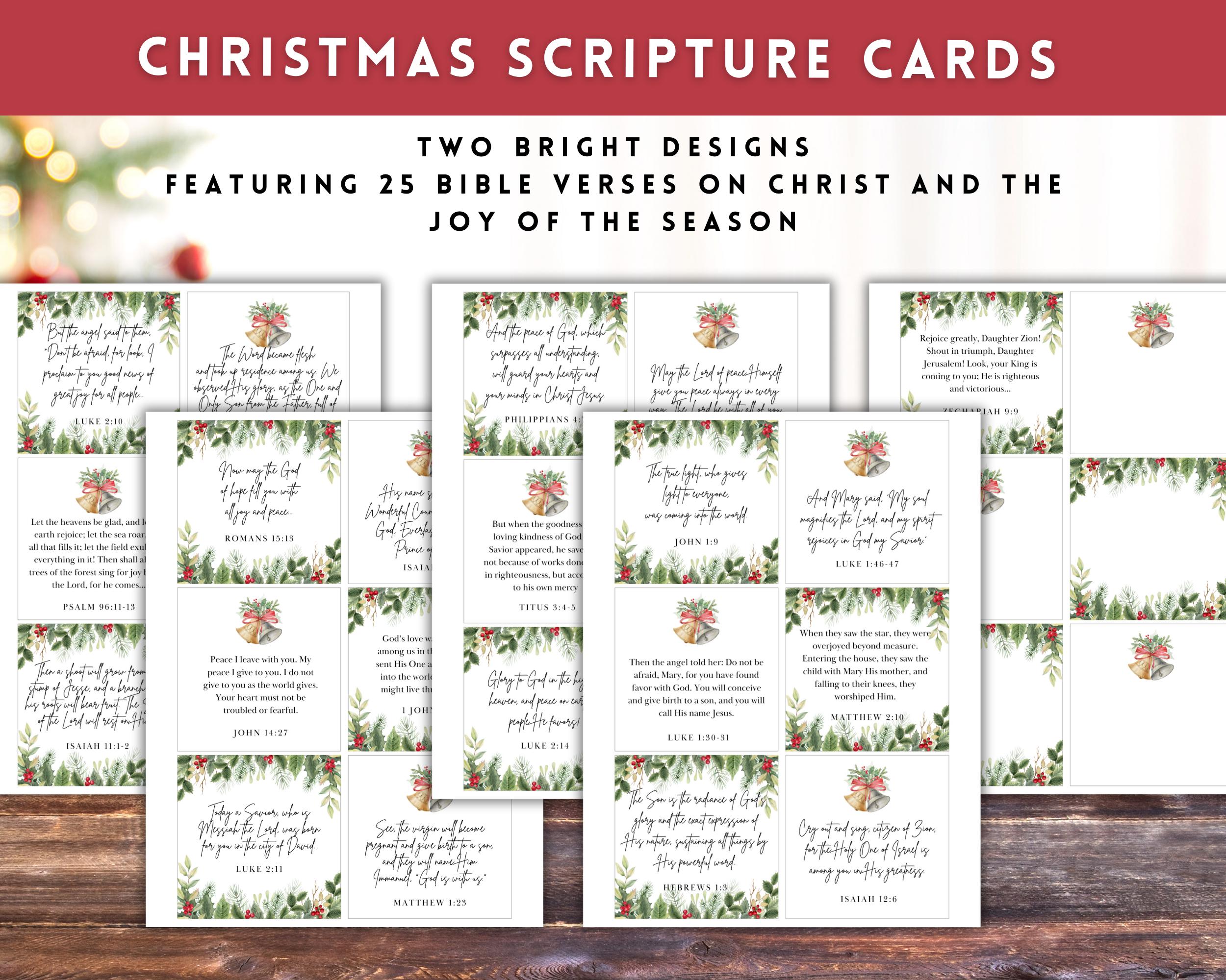 Christian Christmas Bible Verse Cards, Advent Scripture Cards for ...