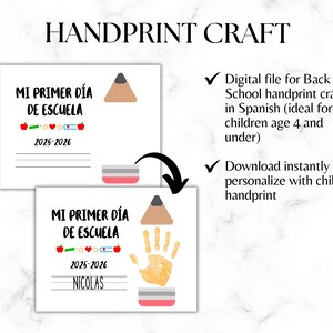Back to School Spanish Handprint Art, Preschool Sign, Handprint Craft ...