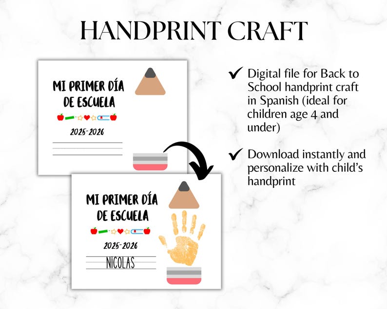 Back to School Spanish Handprint Art, Preschool Sign, Handprint Craft ...