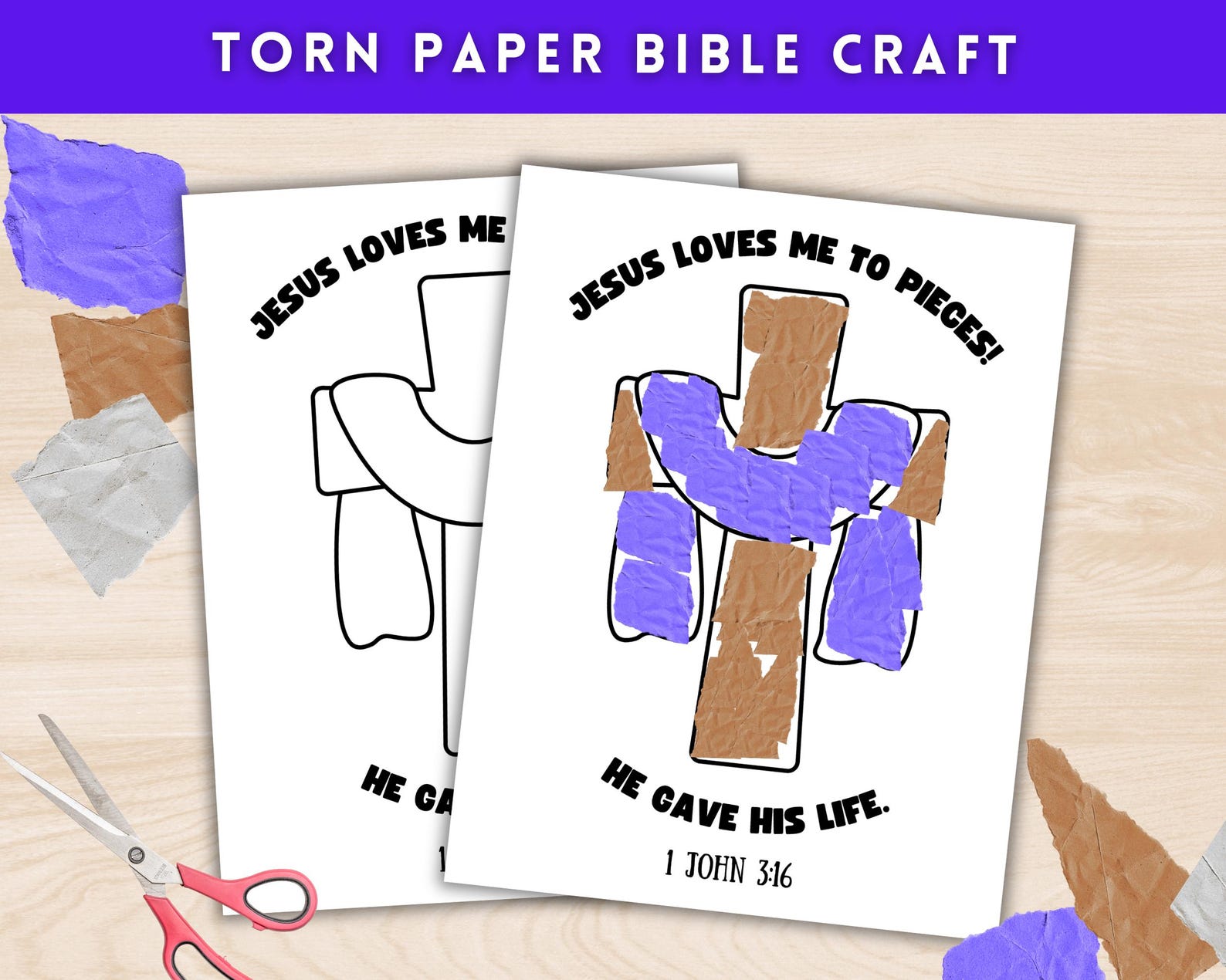 Easter Story Sunday School Craft for Kids, Torn Paper Holy Week ...
