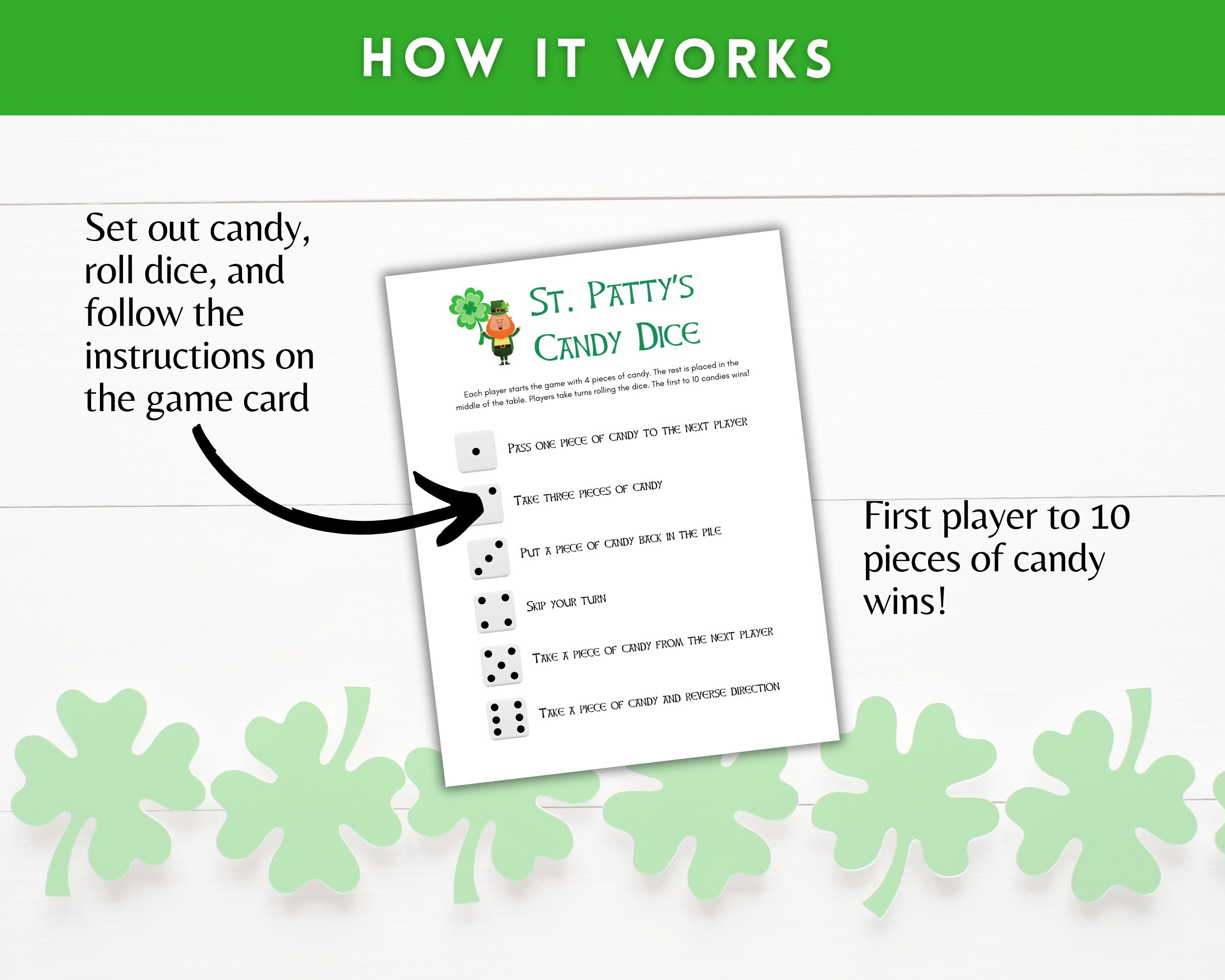 Candy Dice St Patricks Day Game, Candy Dice Game, St Patricks Day Party ...