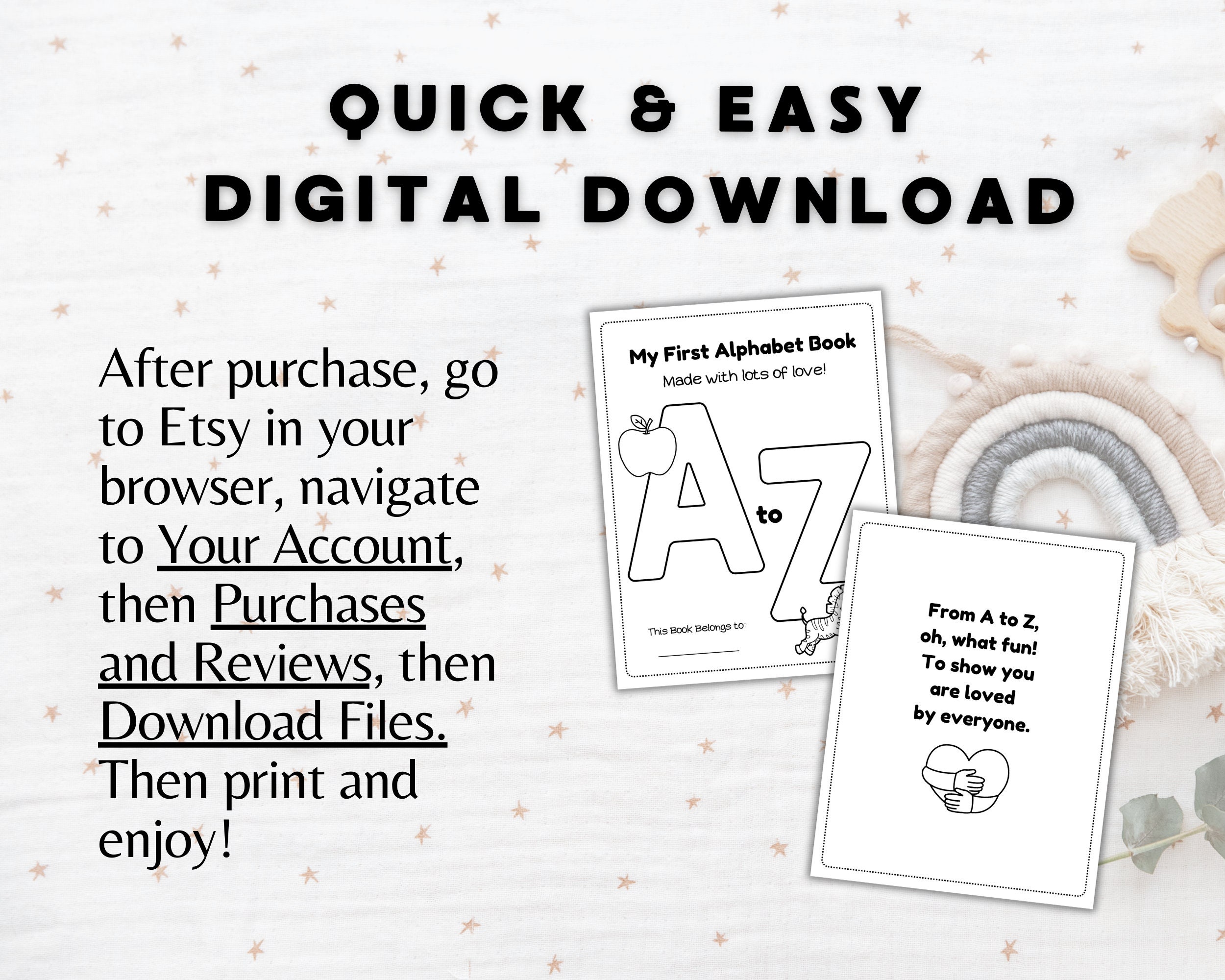 Baby Shower Coloring Book, Baby First ABC Book, Baby Shower Alphabet ...