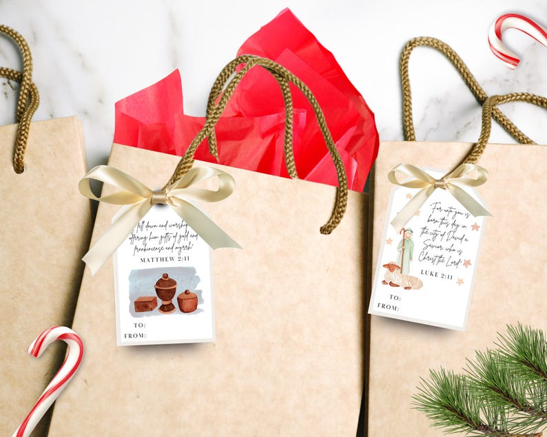 Printable Christmas Nativity Scene Gift Tags, Christian Christmas Bible ...