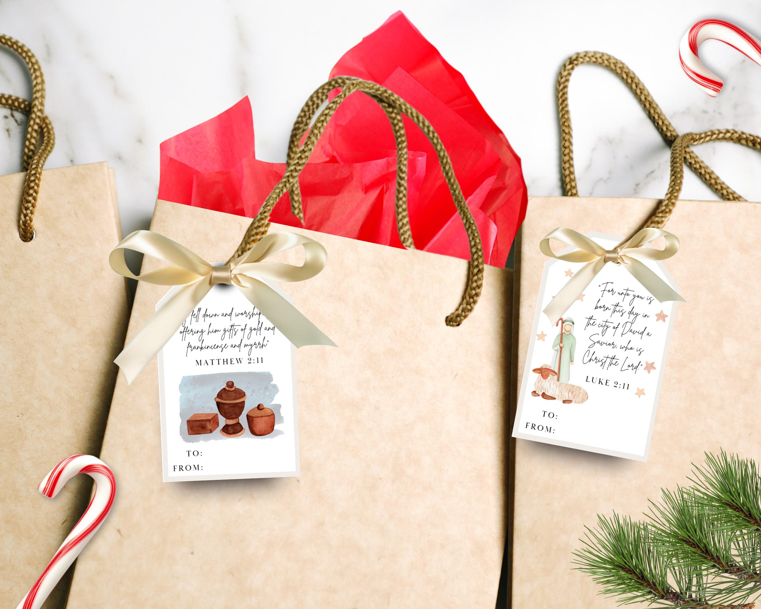 Printable Christmas Nativity Scene Gift Tags, Christian Christmas Bible ...