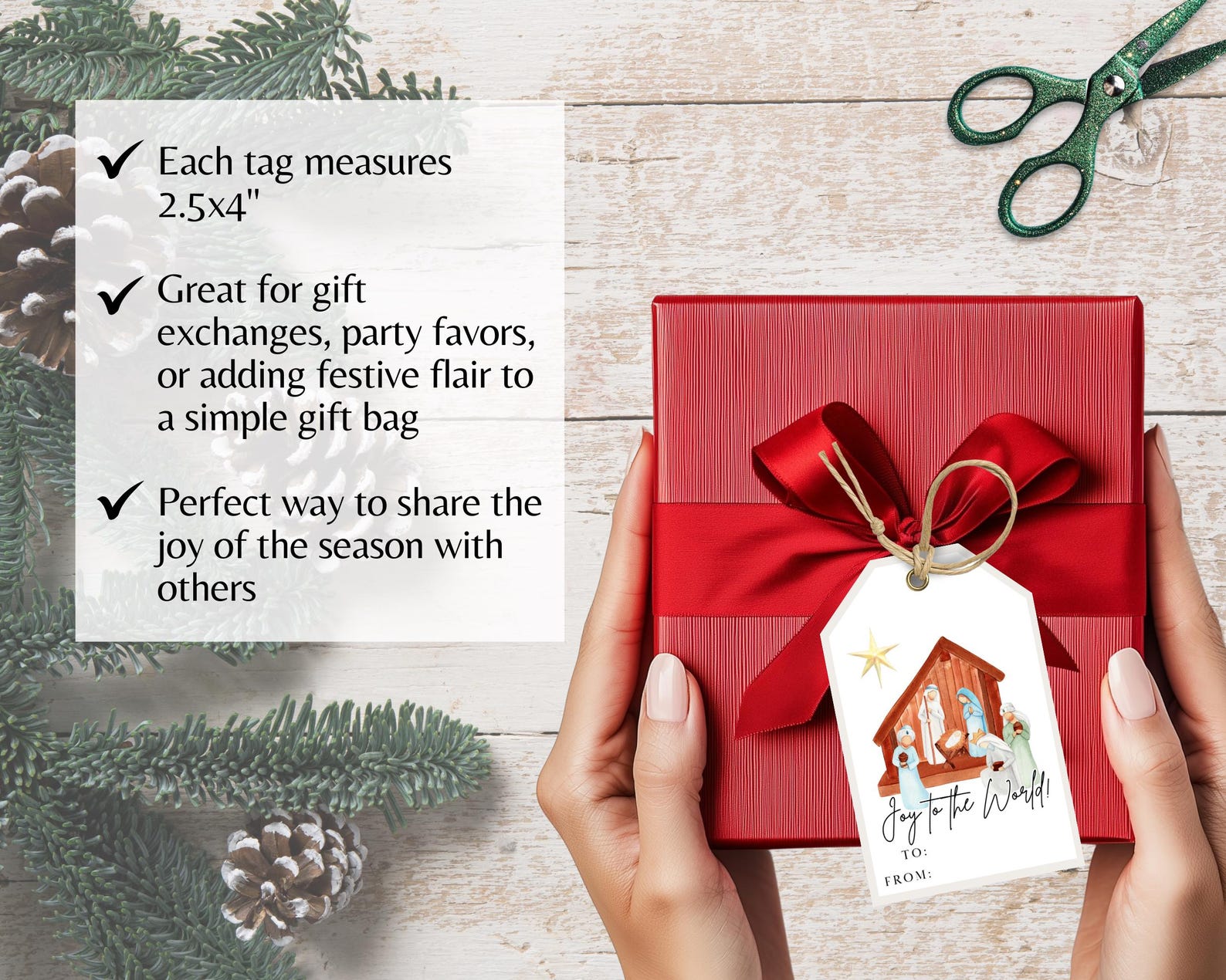 Printable Christmas Nativity Scene Gift Tags, Christian Christmas Bible ...