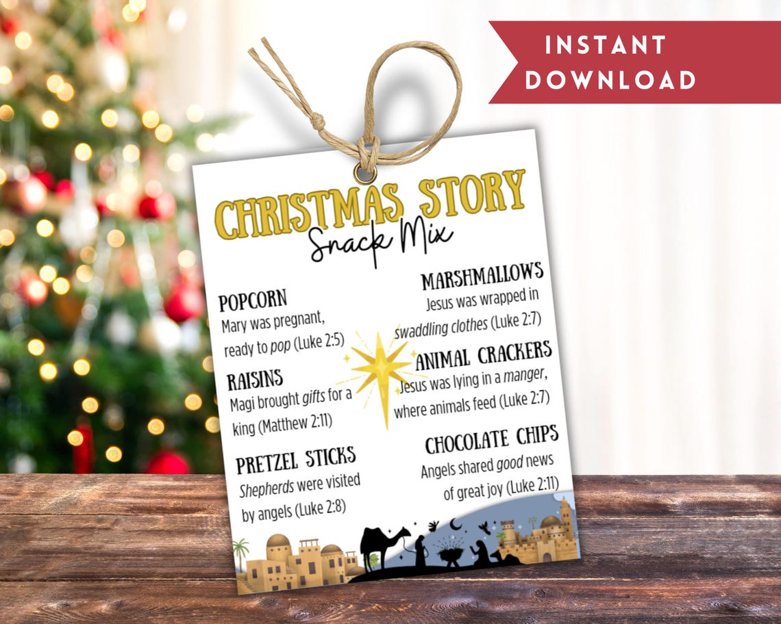 Dye-free Nativity Story Snack Mix Topper, Christmas Story Snack Mix ...