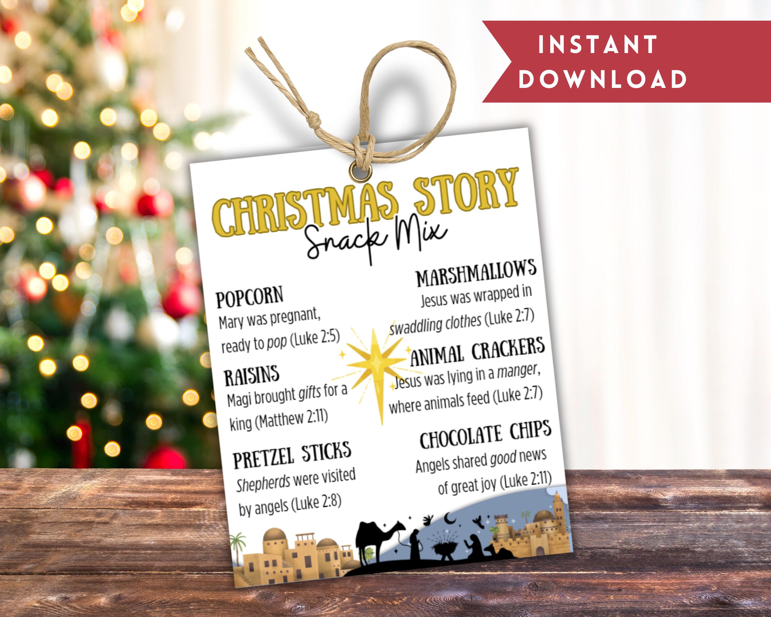 Dye-free Nativity Story Snack Mix Topper, Christmas Story Snack Mix ...