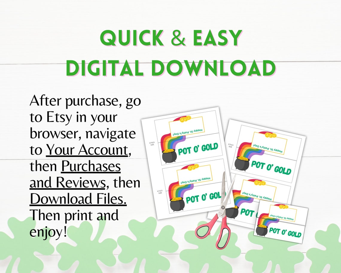 Pot of Gold Treat Bag Topper, St Patricks Day Tags, Saint Patricks Day ...